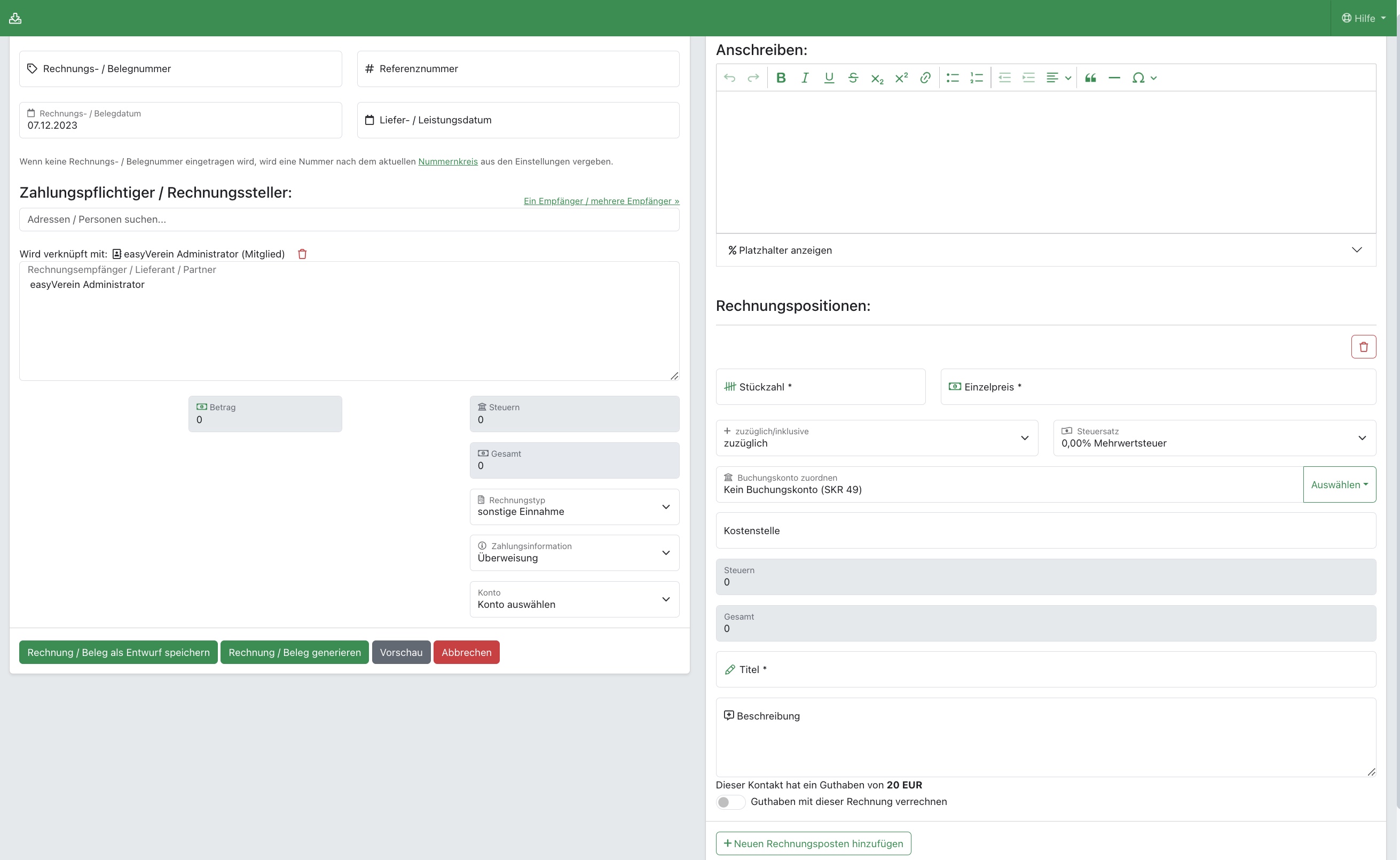 3.8 Rechnung schreiben